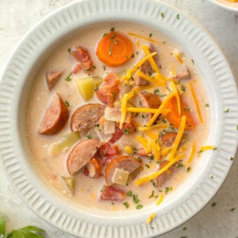 Slow Cooker Cheesy Kielbasa Soup (Gluten Free) - Whole Kitchen Sink